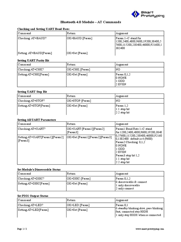 BT4.0 - AT-Commands | PDF | Data Transmission | Computer Engineering