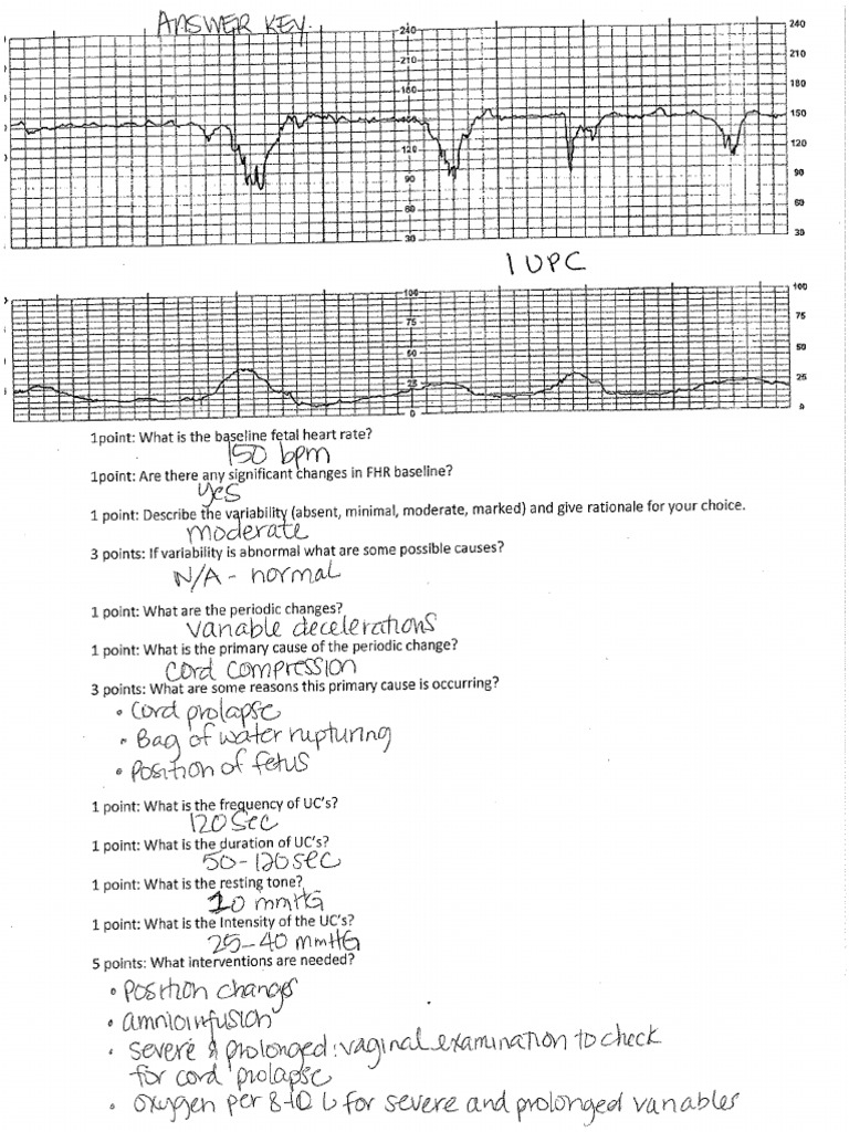 Fetal Monitoring Strip Example Key | PDF