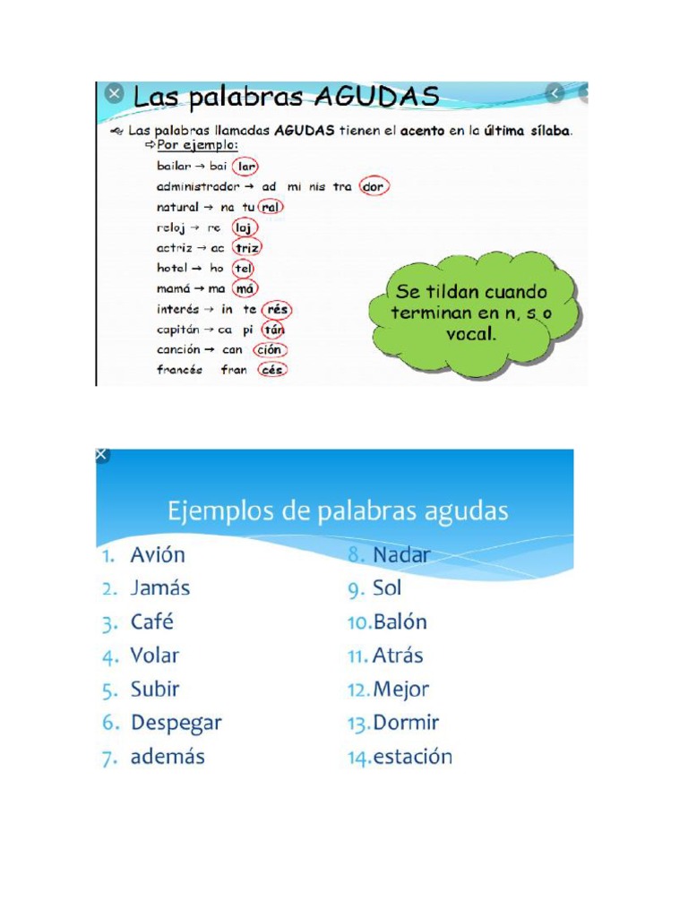 Palabras Agudas | PDF