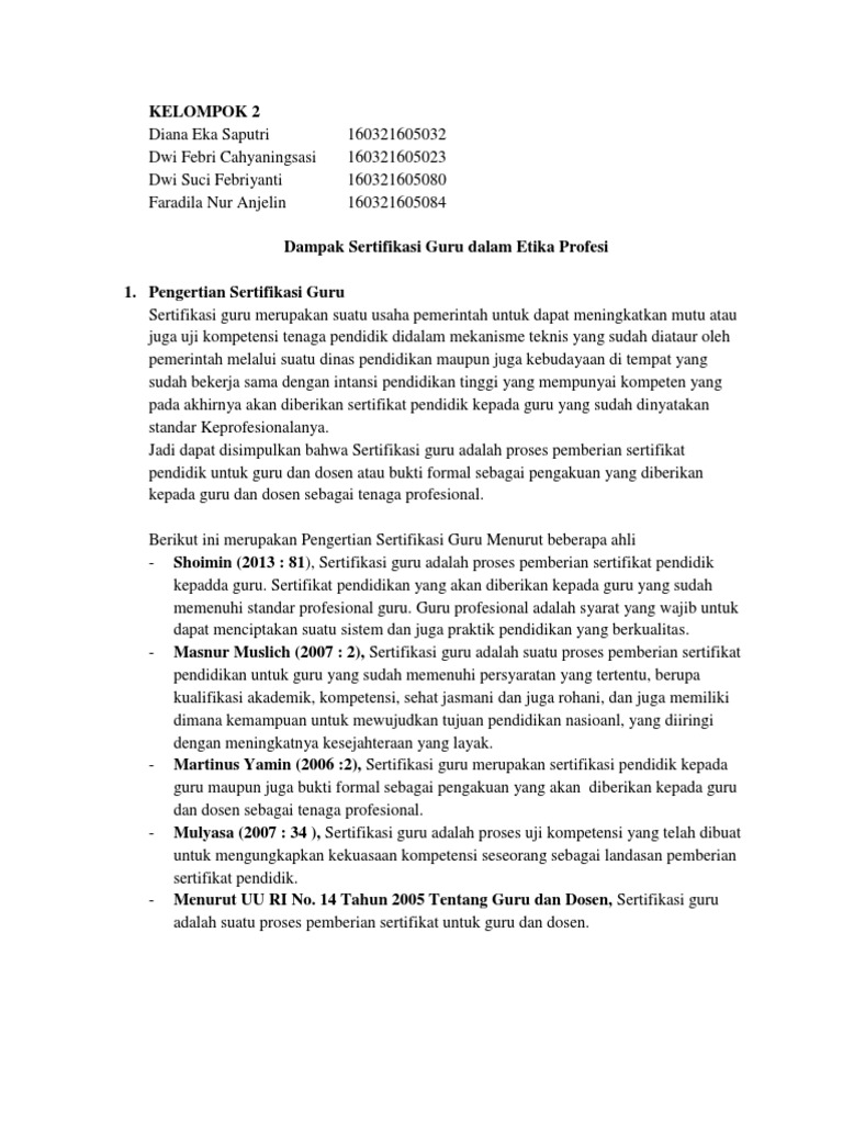 Dampak Sertifikasi Guru pada Etika Profesi | PDF