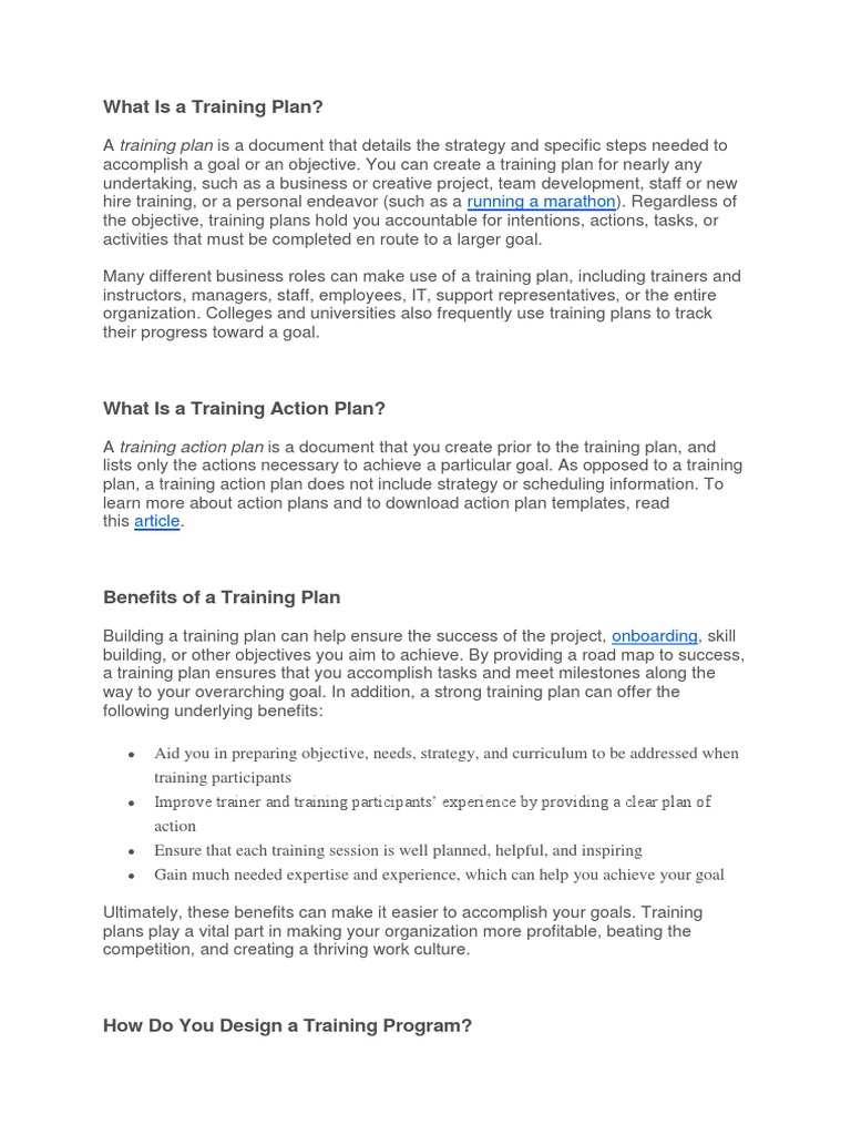 What Is A Training Plan | PDF | Goal | Employee Retention