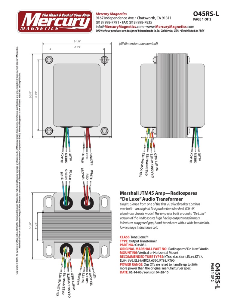 Output Transformer - Marshall 1962 | PDF | Amplifier | Transformer