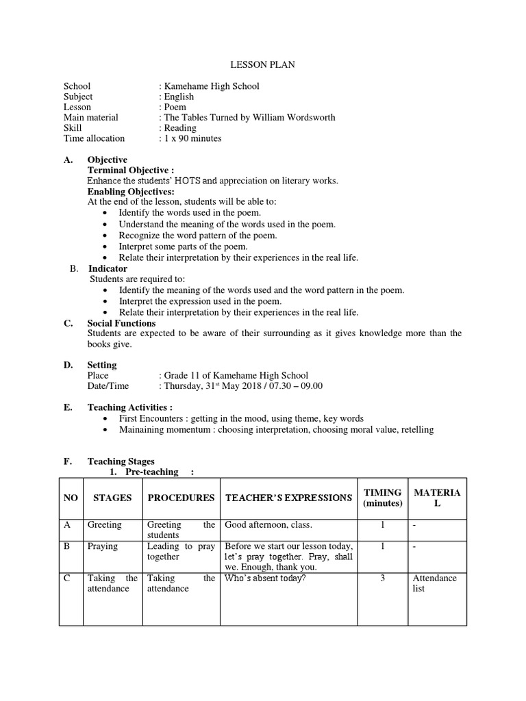 Lesson Plan Literatur | PDF | Lesson Plan | Teachers