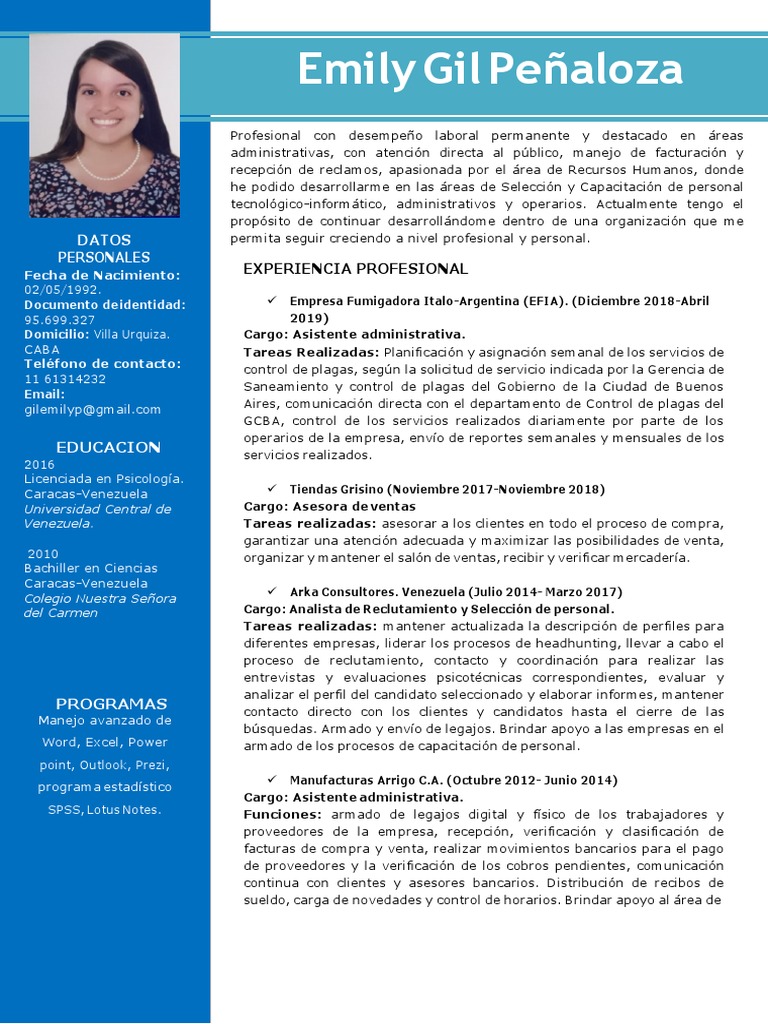 CV Emily Gil | PDF | Gestión de recursos humanos | Business