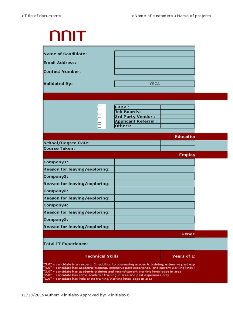 NNIT Initial Screening Form | PDF | Employment | Salary