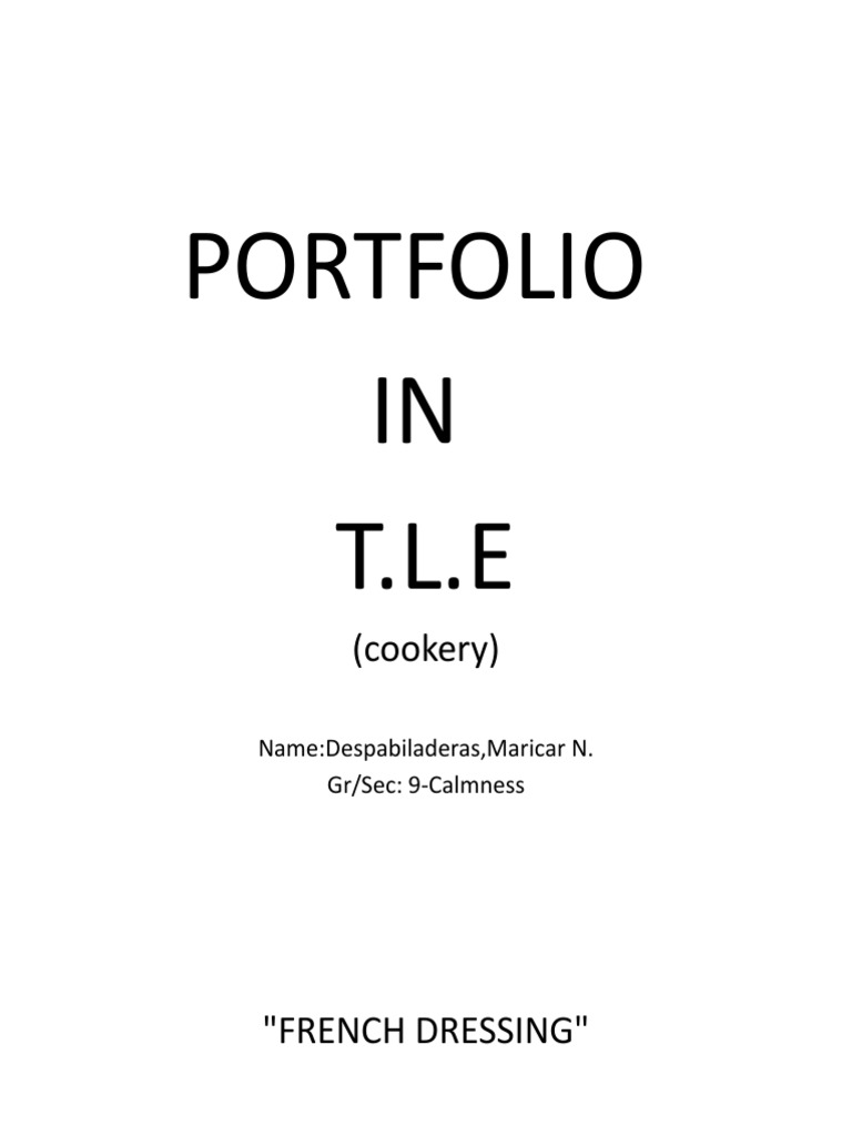 Portfolio IN T.L.E: (Cookery) | PDF | Coleslaw | Salad
