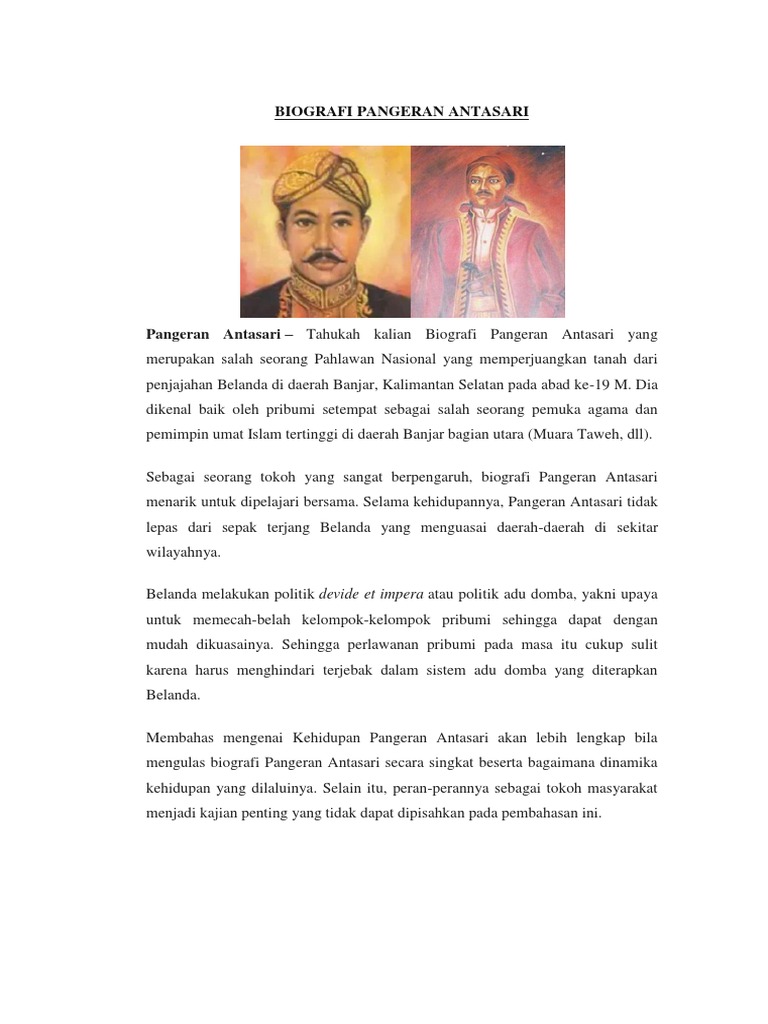 Biografi Pangeran Antasari | PDF | Politik | Sejarah