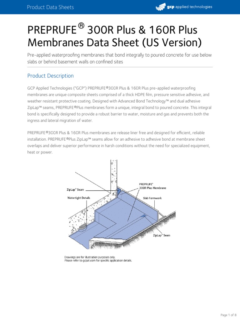 PREPRUFE 300R Plus & 160R Plus Membranes Data Sheet (US Version ...