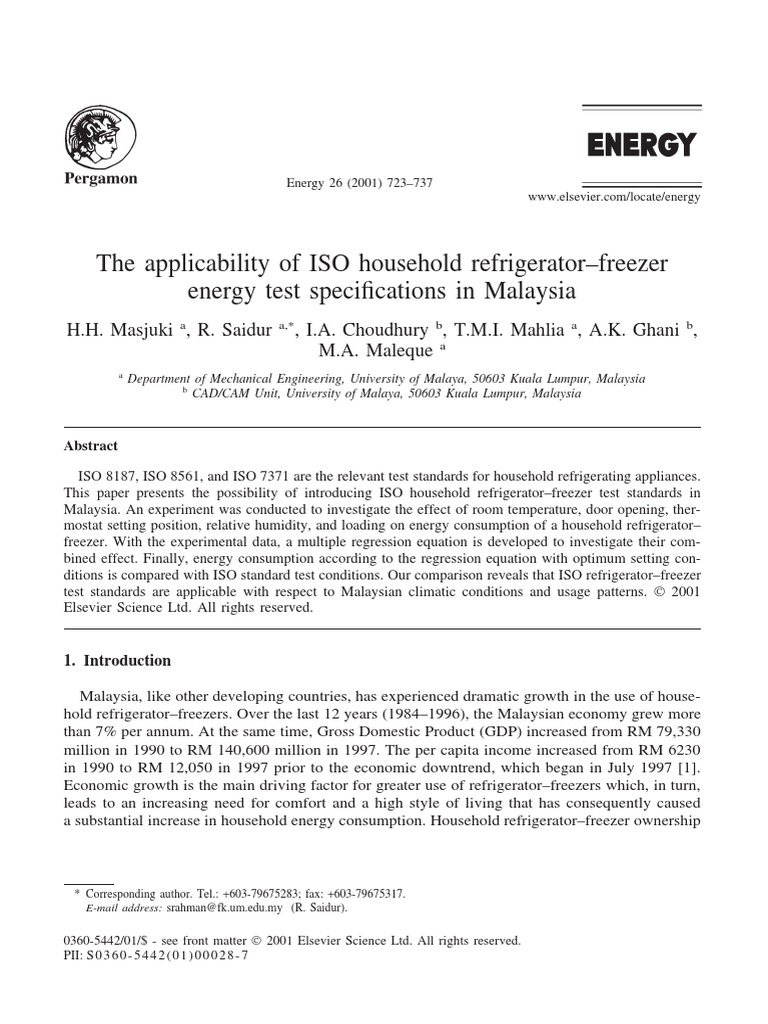 The Applicability of ISO Household Refrigerator-Freezer PDF | PDF ...