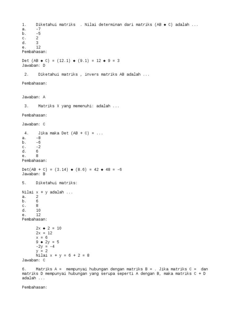 Soal MTK Matriks | PDF