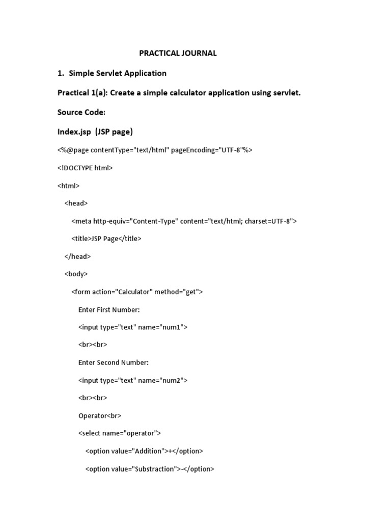 Practical Journal Java | PDF | Java Enterprise Platform | Java Servlet