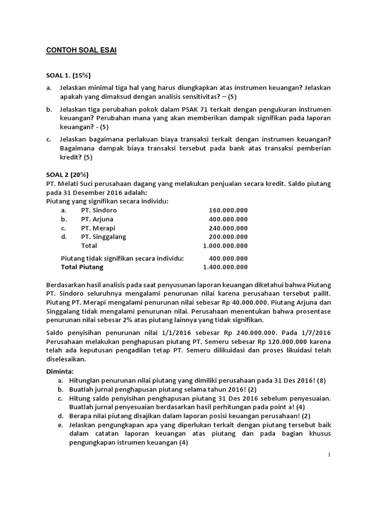 Contoh Soal Esai 19062019 | PDF