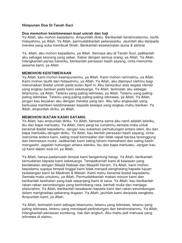 Contoh Doa Di Tanah Suci | PDF