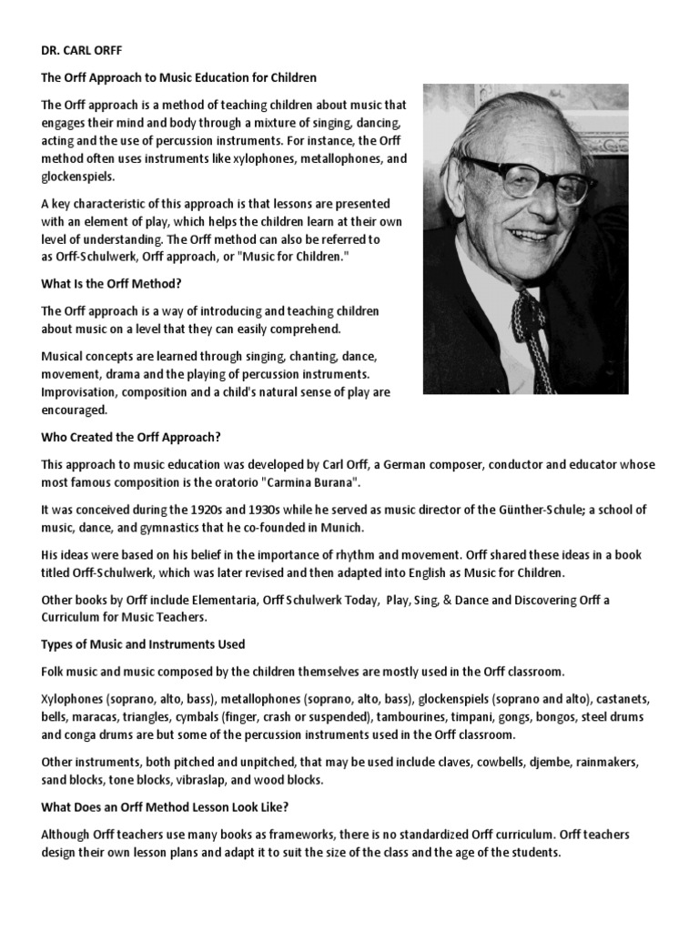 Dr. Carl Orff The Orff Approach To Music Education For Children | PDF ...