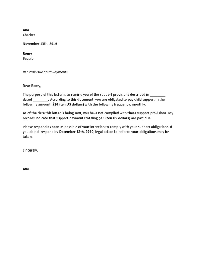 Iy4Z98Os8F Child Support Demand Letter | PDF | Wellness