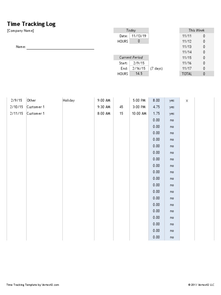 Time Tracking Log: Date Project ID Task ID Hours Billed Invoice ...