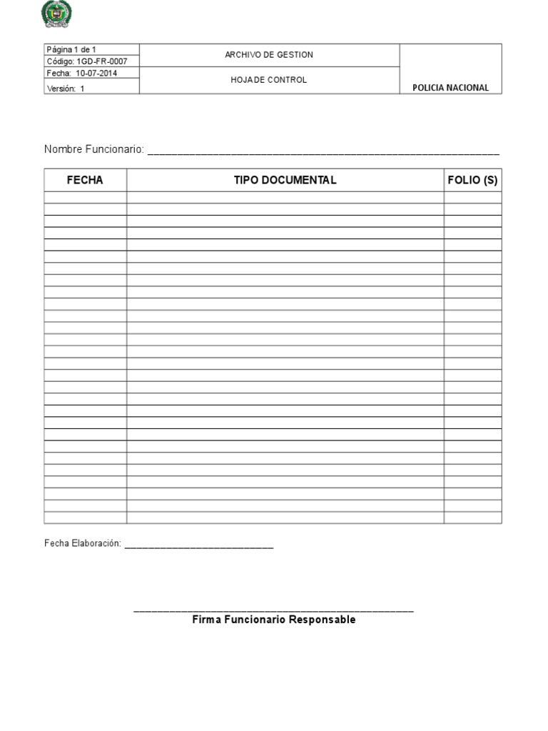 1gd-Fr-0007 Hoja de Control | PDF
