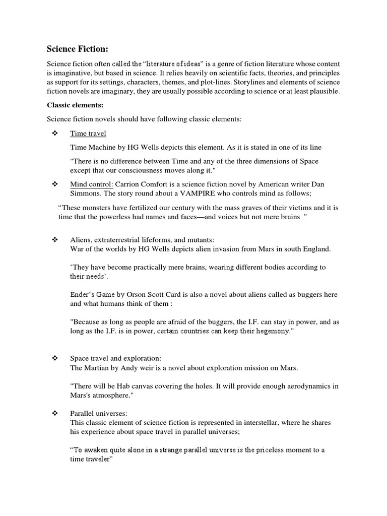 Science Fiction:: Classic Elements | PDF | Horror Fiction | Science Fiction