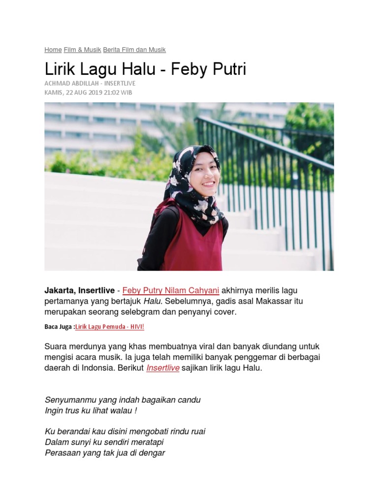 Lirik Lagu Halu - Feby Putri | PDF
