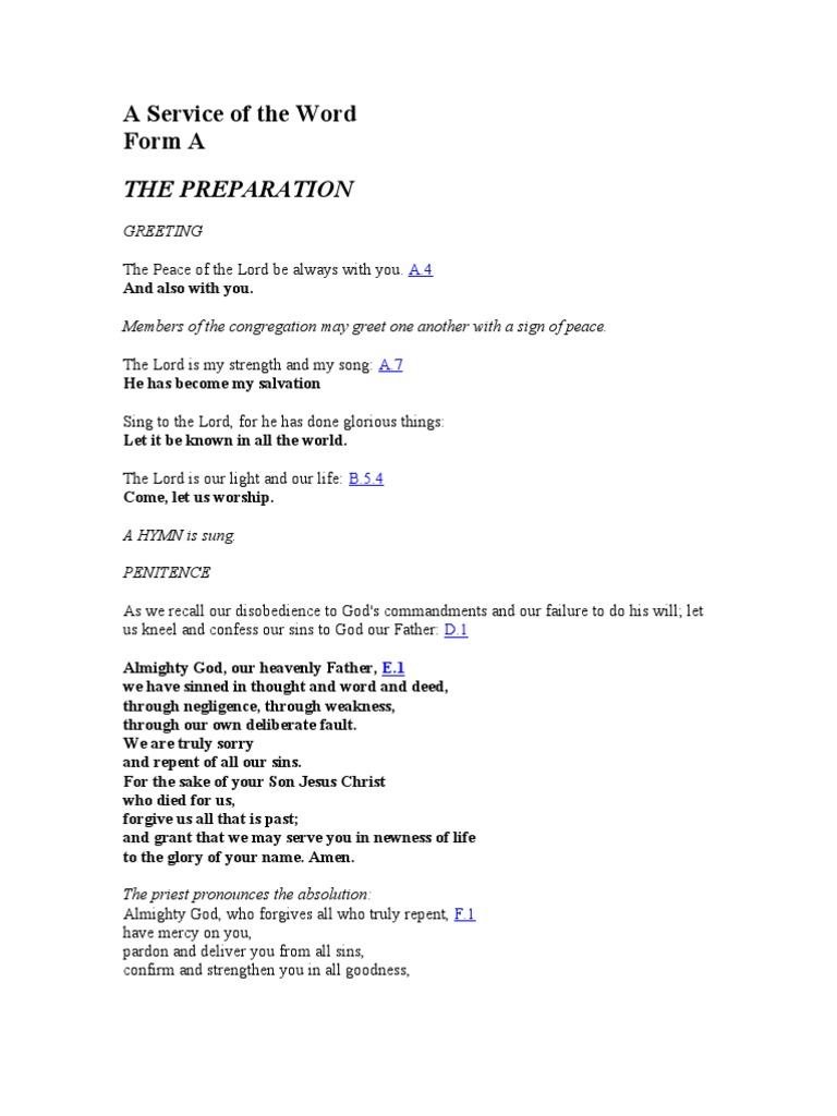 A Service of The Word | PDF | God The Father | Sin