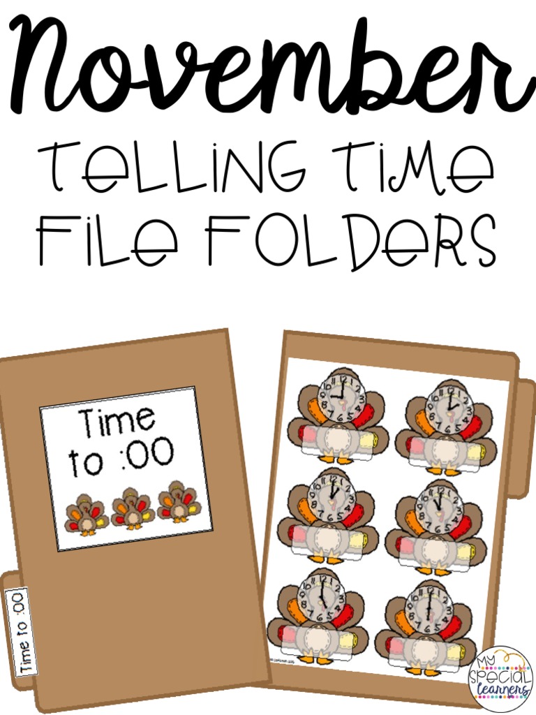 November Telling Time File Foldersfor Special Education | PDF