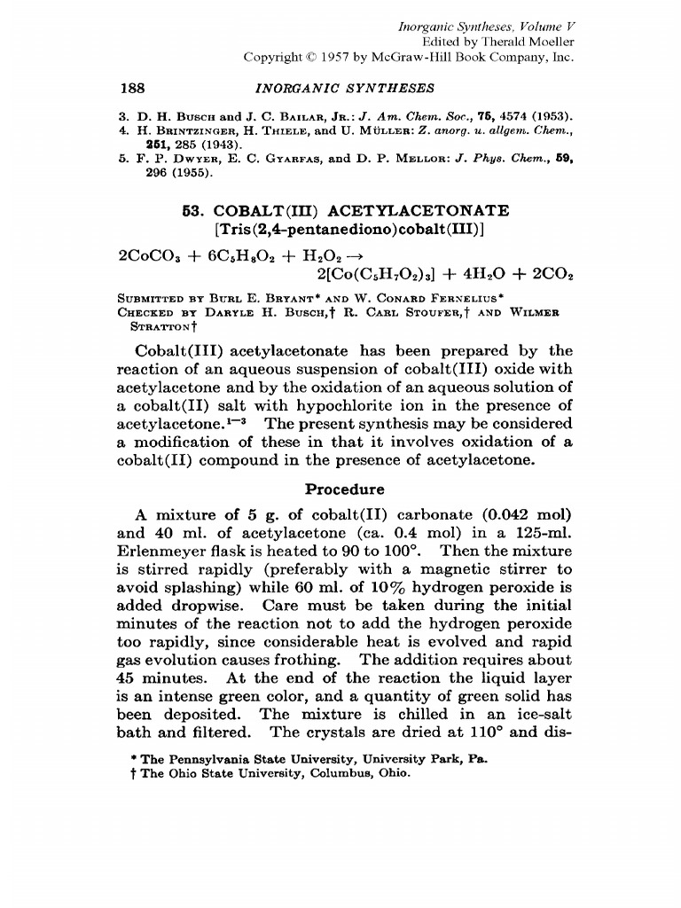 Cobalt (1ii) Acetylacetonate (Tris (2,4 - Pentanediono) Cobalt (111 ...