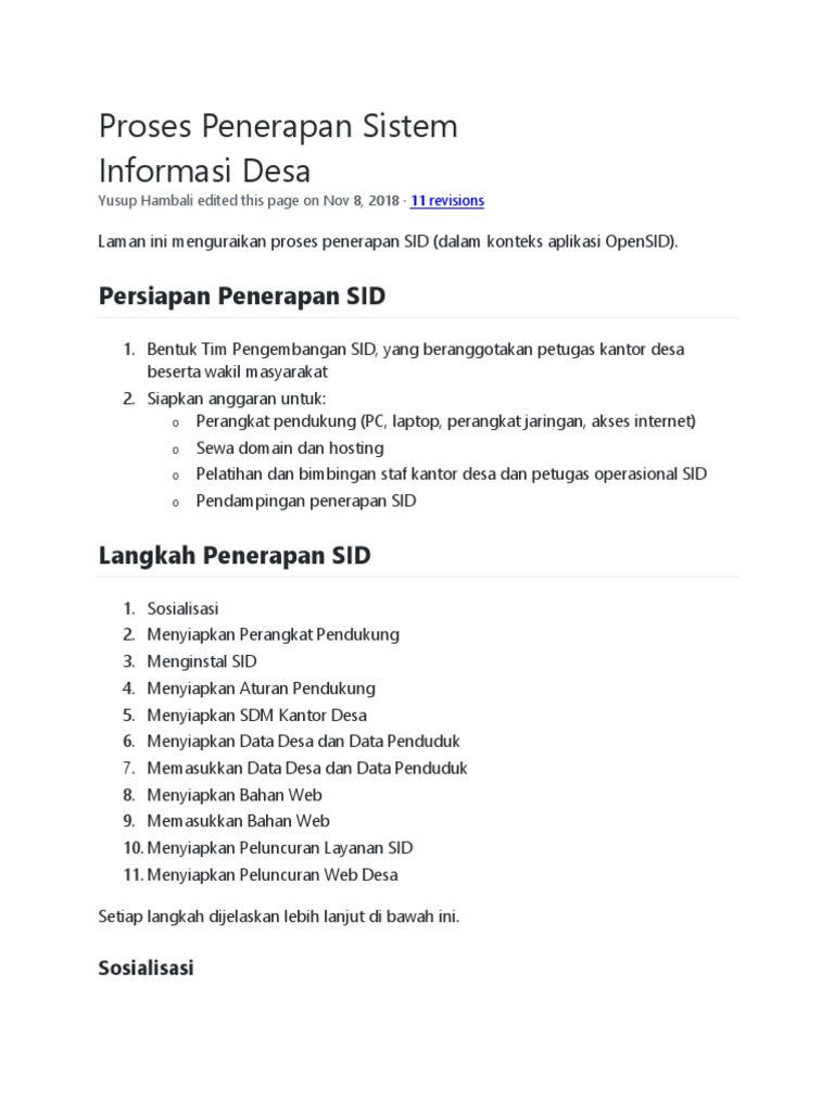 Proses Penerapan Sistem Informasi Desa | PDF