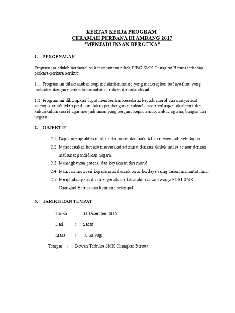 Kertas Kerja Program Ustaz Kazim | PDF