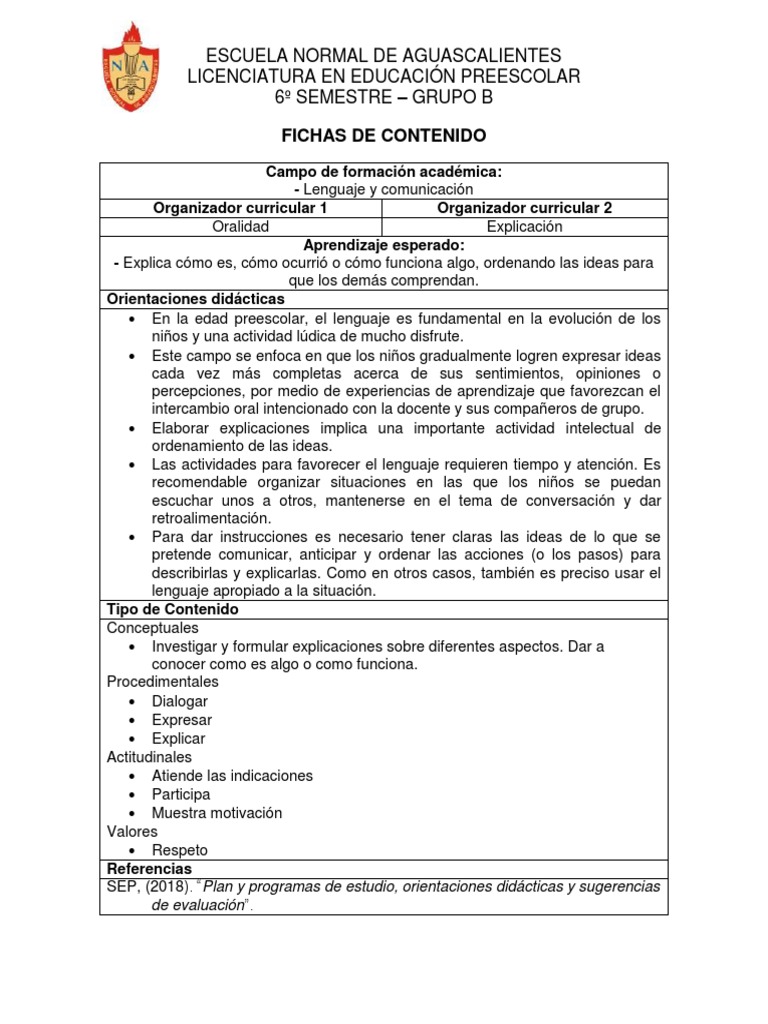 Fichas de Contenido | PDF | Educación de la primera infancia | Evaluación