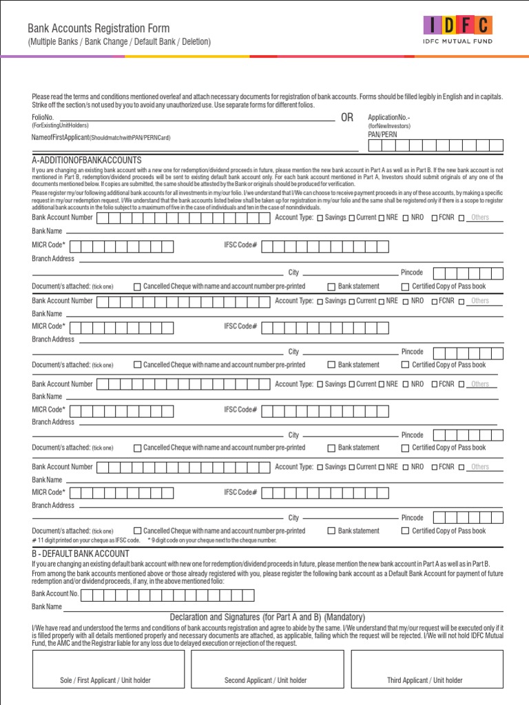 Multiple Bank Accounts Registration Form | PDF | Cheque | Banks