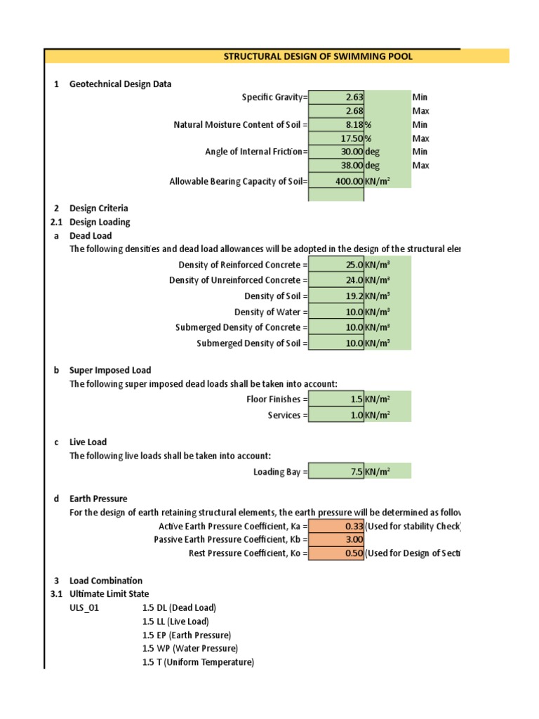Structural Design of Swimming Pool | PDF | Concrete | Pressure