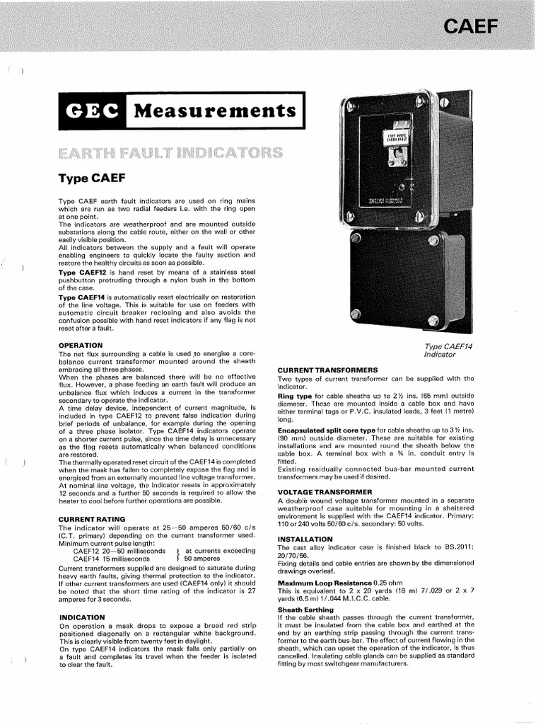 CAEF Earth Fault Indications | PDF
