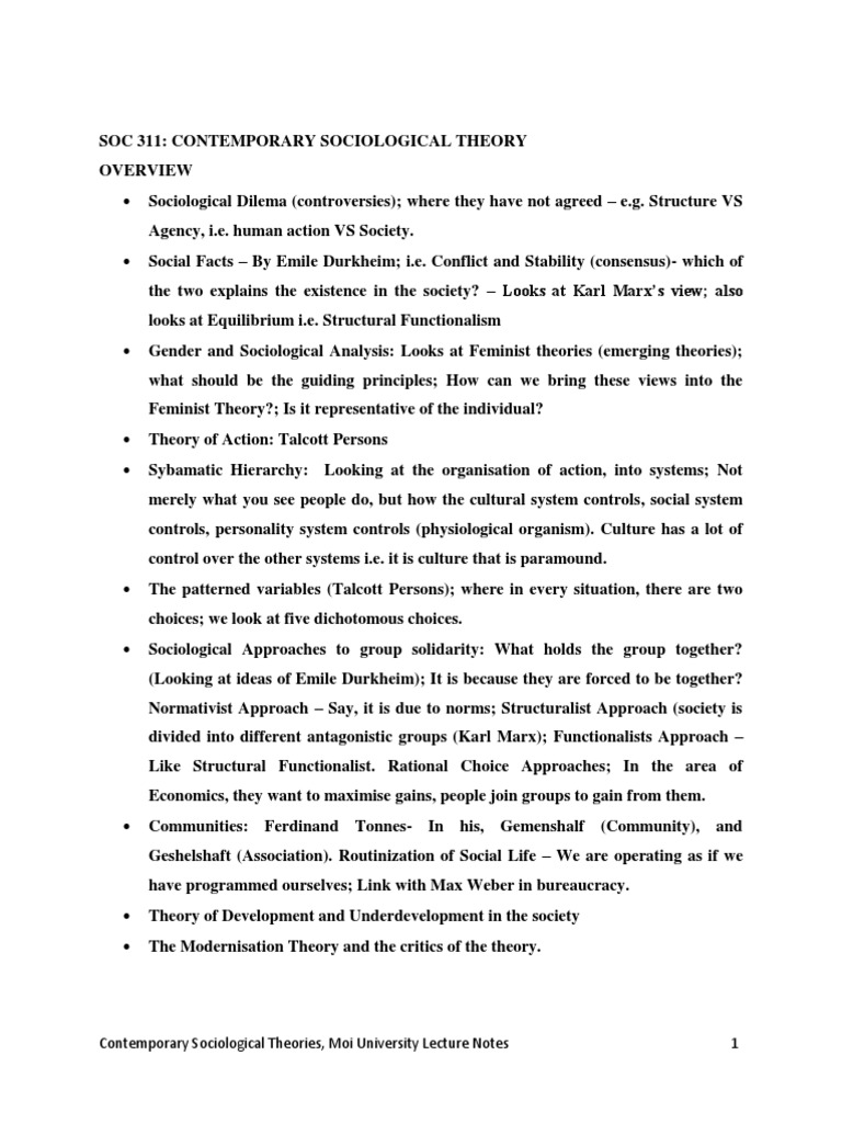 Contemporary Sociological Theories Overview | PDF | Feminism | Gender ...