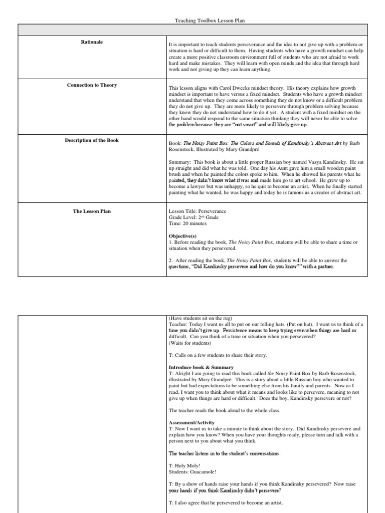 Growth Mindset Lesson Plan | PDF | Mindset | Cognition