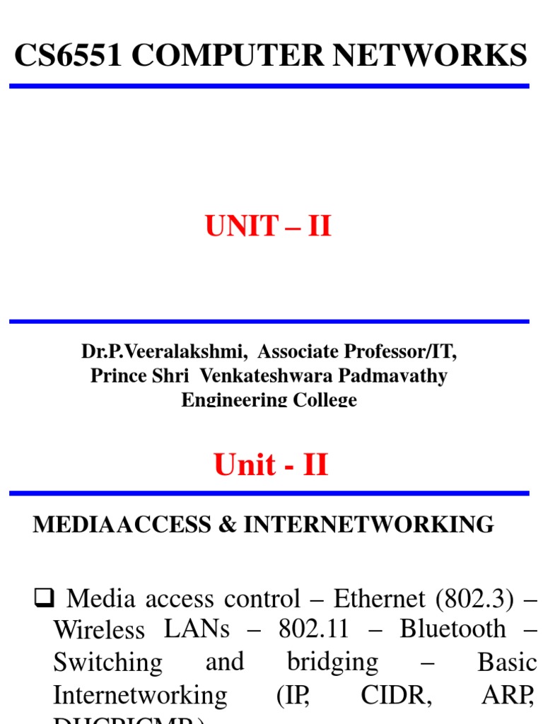Cs6551 Computer Networks: Unit - Ii | PDF | Asynchronous Transfer Mode | Packet Switching