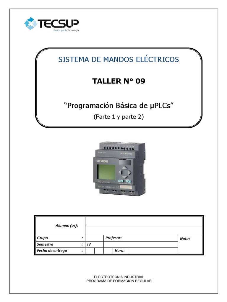 Taller09 Programacion Basica PLC v7 | PDF | Motor eléctrico | Corriente ...