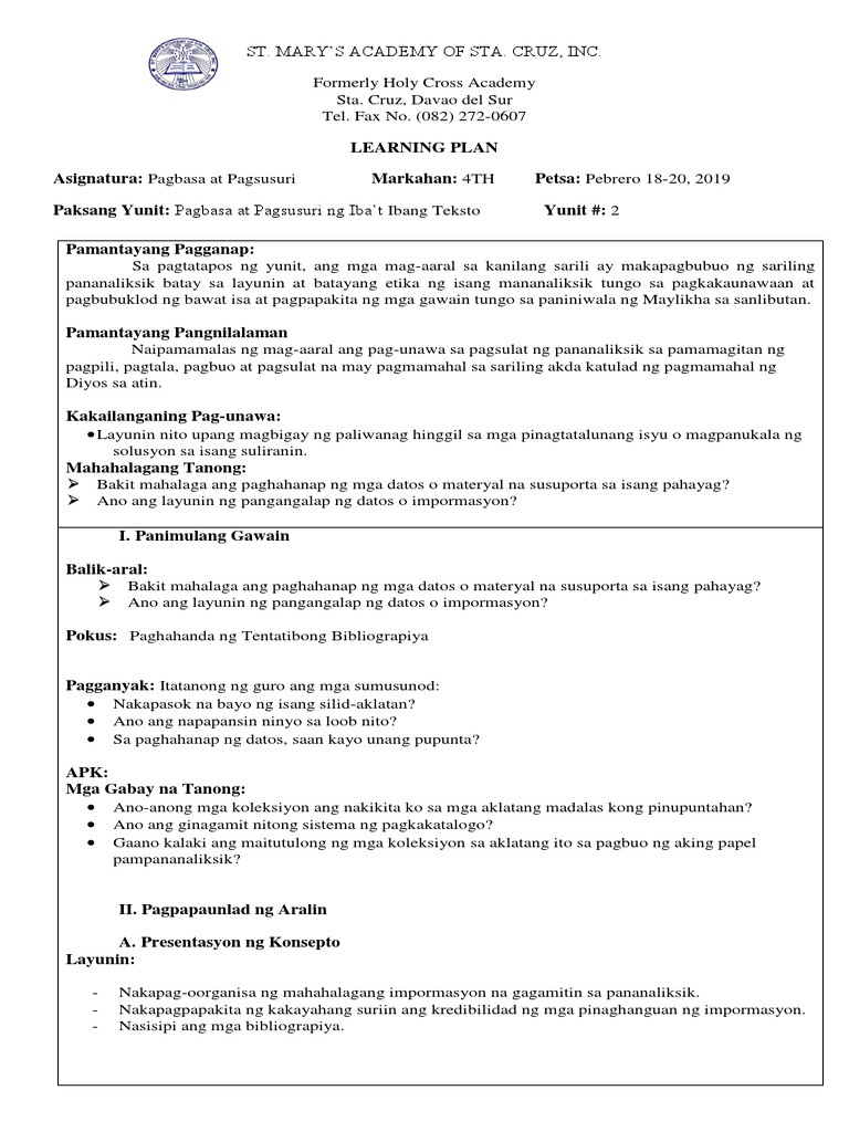 Pagbuo NG Tentatibong Bibliograpiya.7 | PDF
