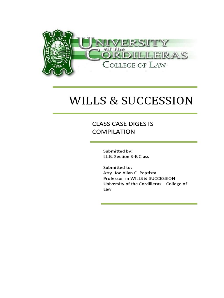 Wills and Succession Case Compilation | PDF | Will And Testament | Probate