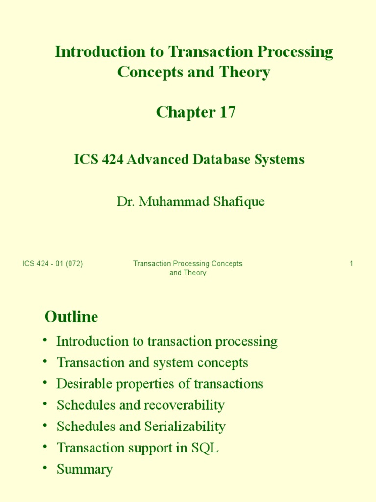 04 Chapter 17 Transaction Processing Concepts | PDF | Database Transaction | Information Management