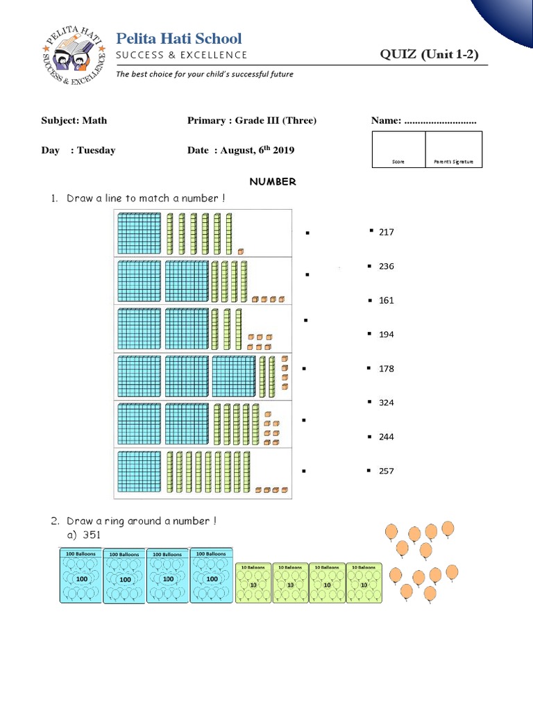 Math Quiz Unit 1 and 2 | PDF | Teaching Mathematics | Leisure