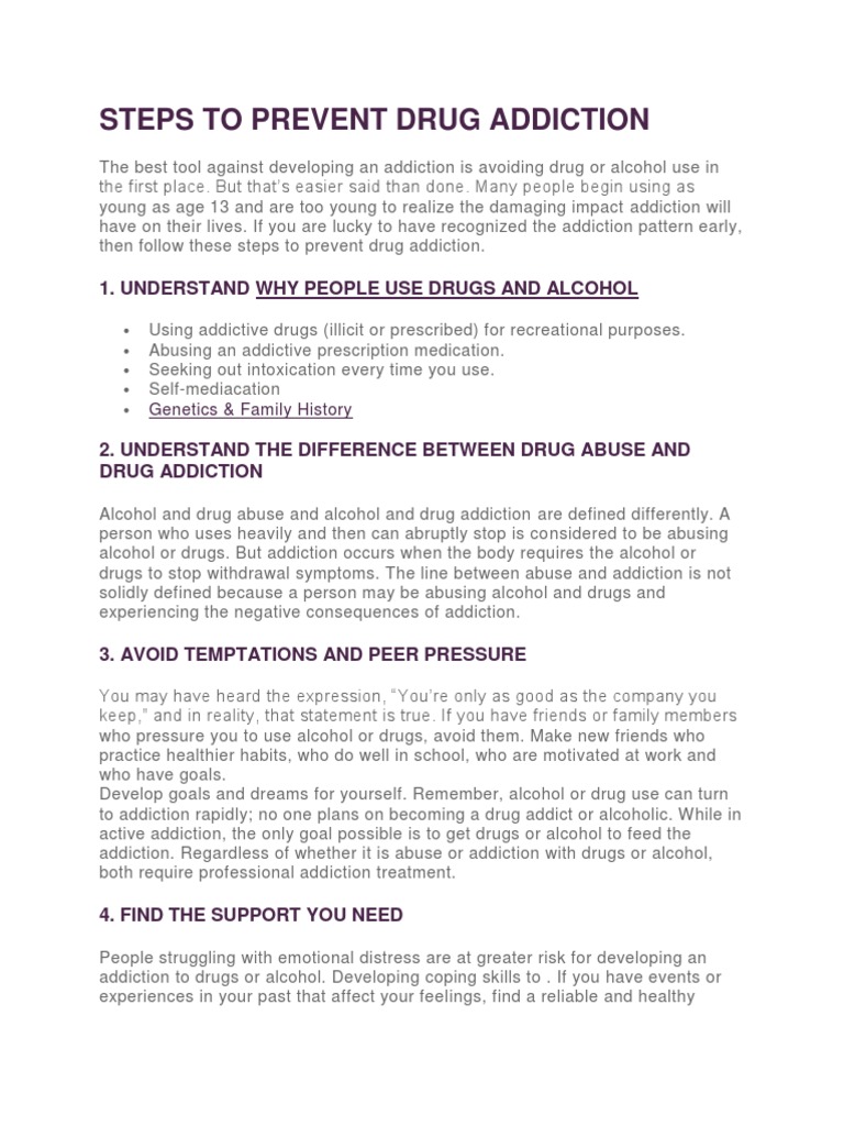 Steps To Prevent Drug Addiction | PDF | Substance Abuse | Recreational ...