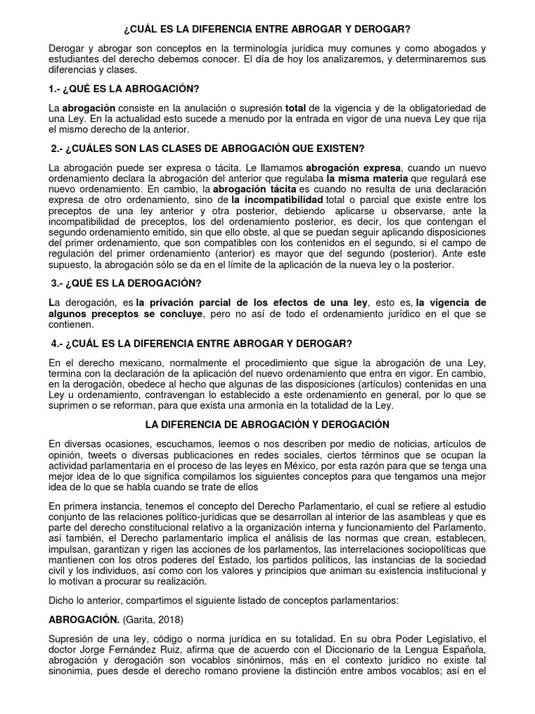 Abrogar y Derogar | PDF | Ley Pública | Conceptos legales