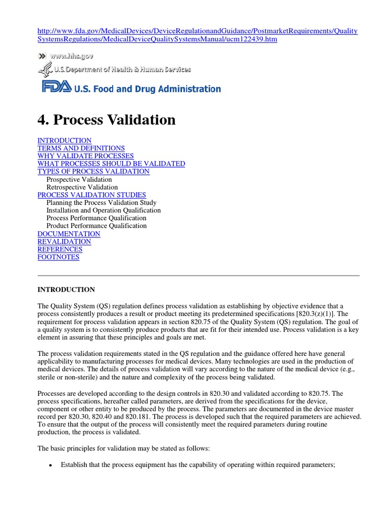 FDA 4. Process Validation | PDF | Verification And Validation | Quality Management System