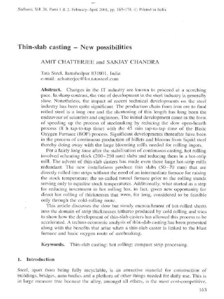Thin Slab Casting - New Possibilities | PDF | Metals | Industrial Processes