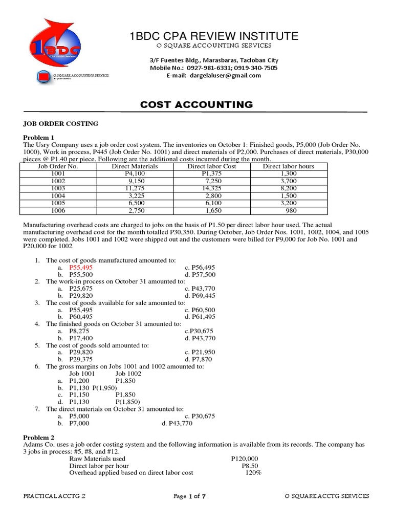 3 Cost Accounting | PDF | Cost Of Goods Sold | Inventory