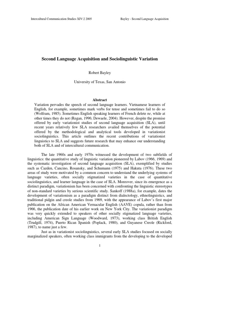 01 Robert Bayley PDF | PDF | Second Language Acquisition | Second Language