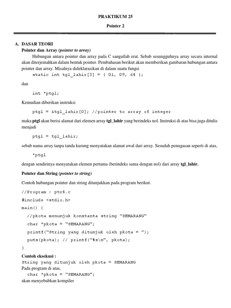 Pointer dan Array dalam C | PDF | Sains & Matematika