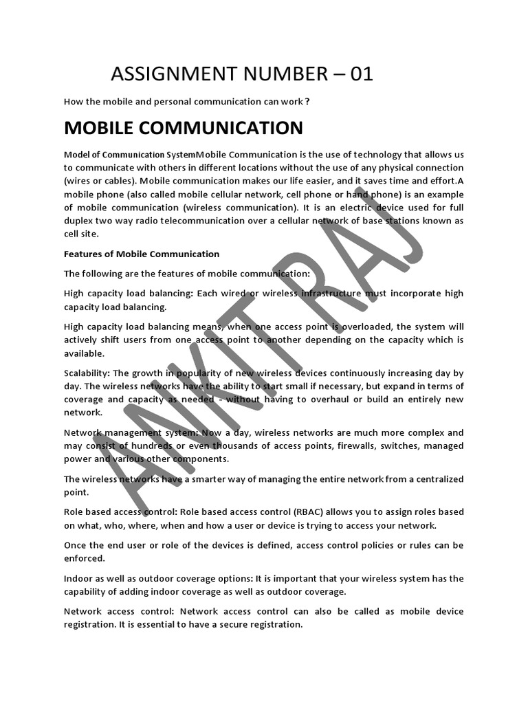 Assignment Number 01 MBC | PDF | Cellular Network | Telecommunication