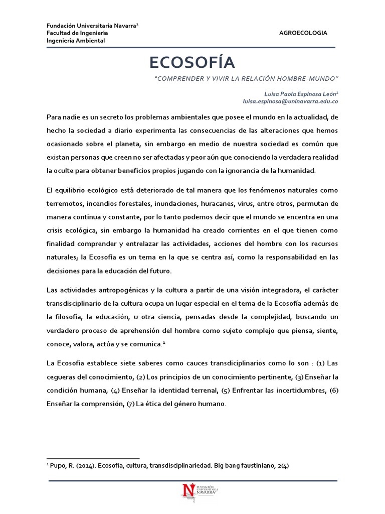 Ecosofía | PDF | Conocimiento | Ciencia cognitiva