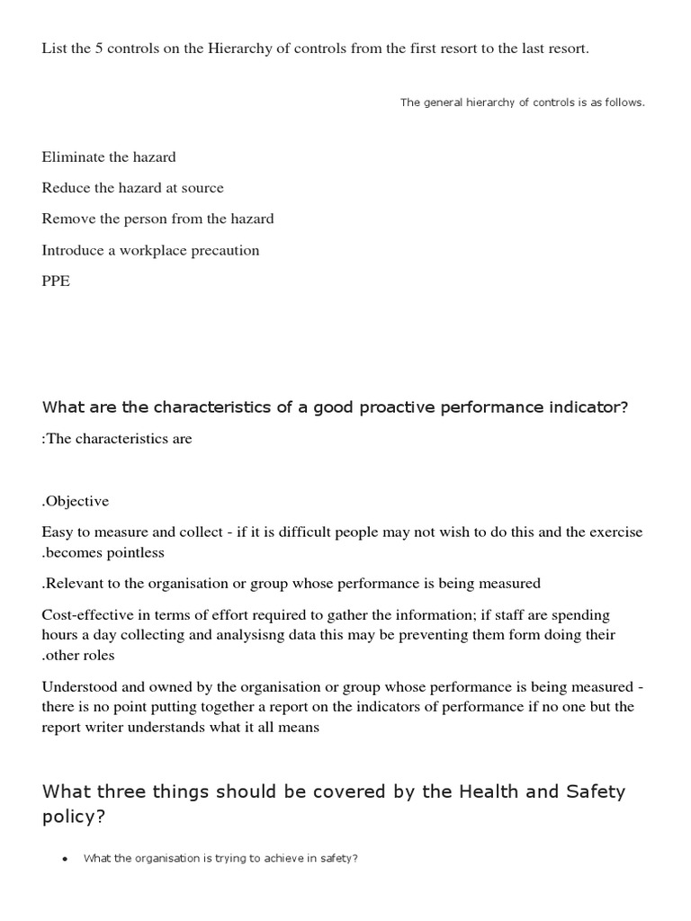IOSH Ready Questions and Answers PDF | Download Free PDF | Waste ...